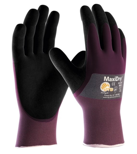 ATG Maxidry 56-425 Ultra lightweight nitrile grip oil-resistant gloves ...